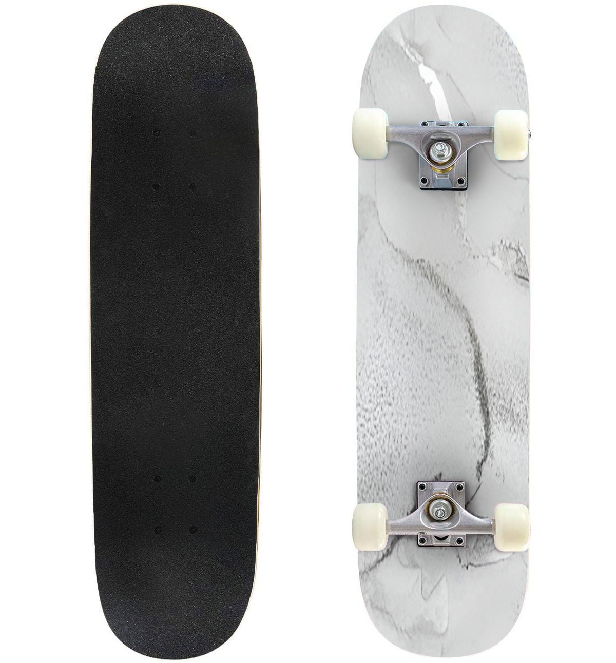 Skateboards for Beginners Grey Water Color Marble Silver Alcohol Ink ...