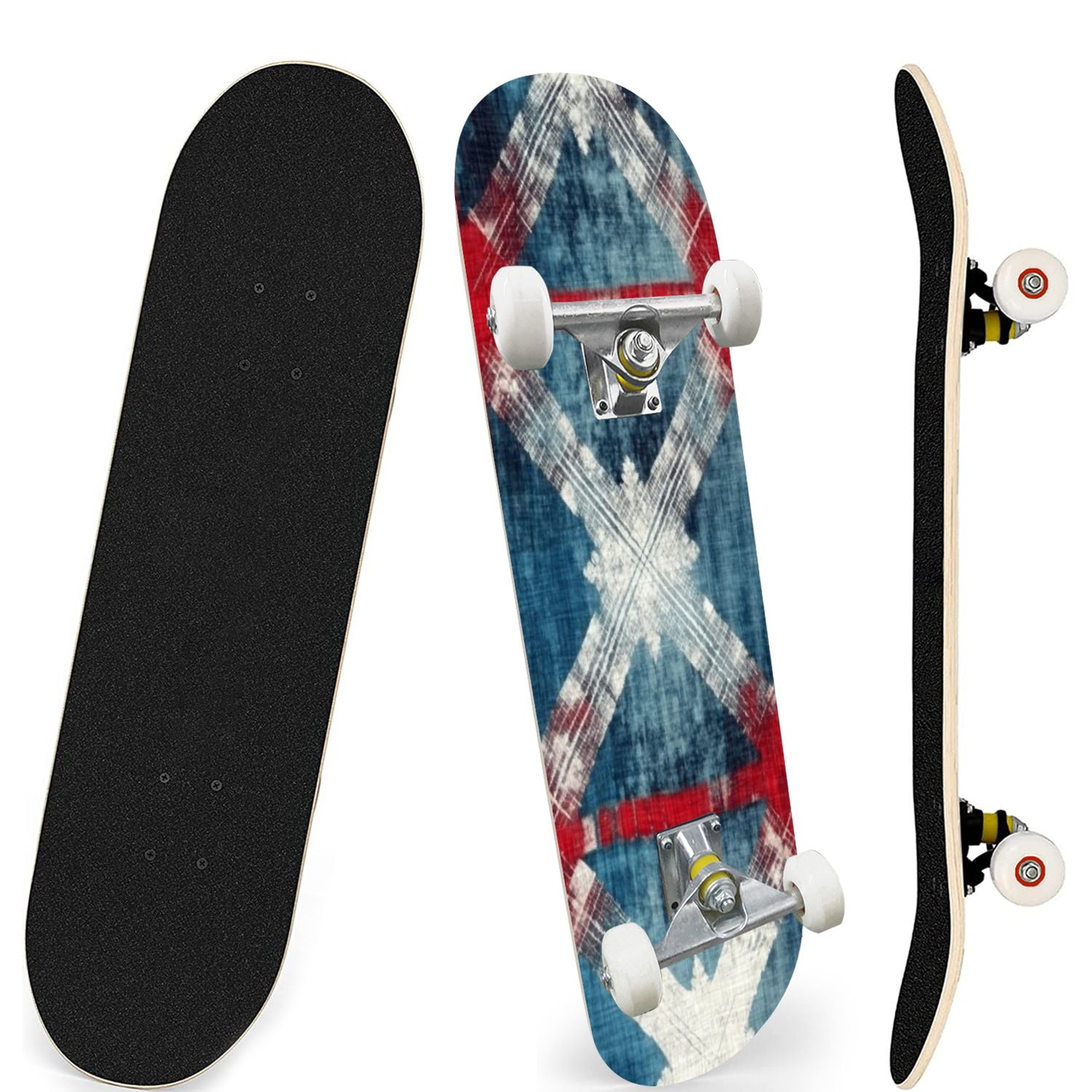 Skateboards for Beginners Grunge Christmas holly red blue white cottage ...