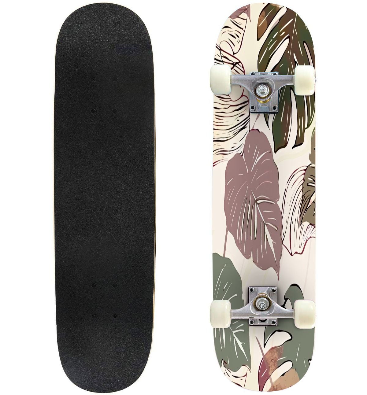 Skateboards for Beginners Grunge textured tropical leaves seamless ...