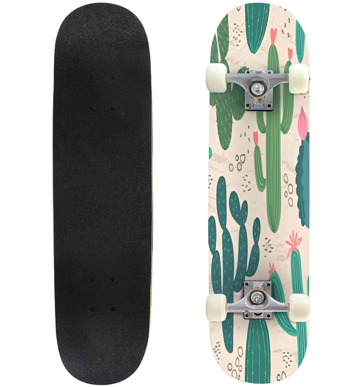 Skateboards for Beginners Hand drawn cactus seamless pattern a sand ...