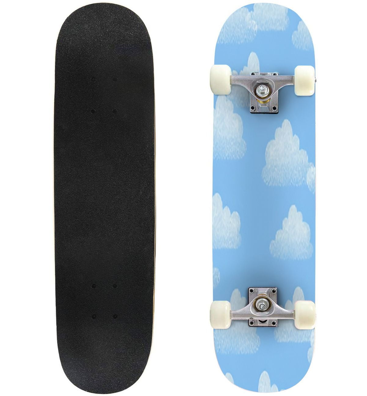 Skateboards for Beginners Hand drawn clouds seamless pattern Blue sky ...