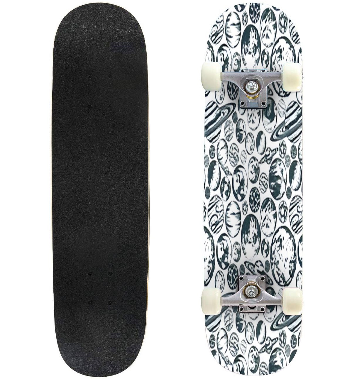 Skateboards for Beginners Hand drawn space seamless pattern planets ...