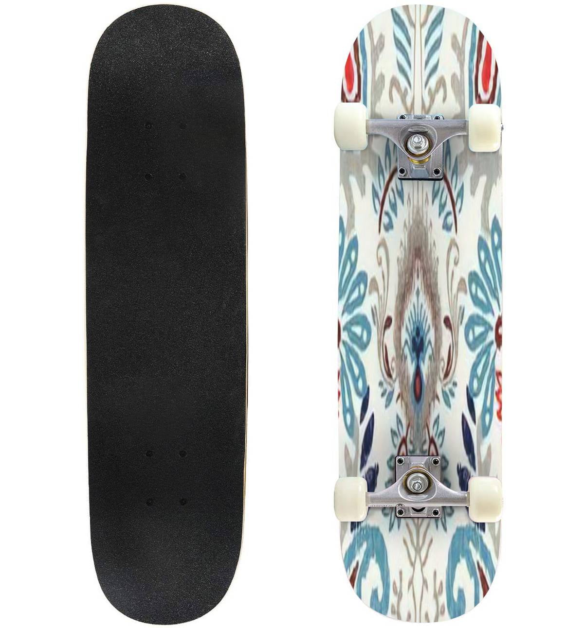 Skateboards for Beginners Ikat floral paisley embroidery white ...