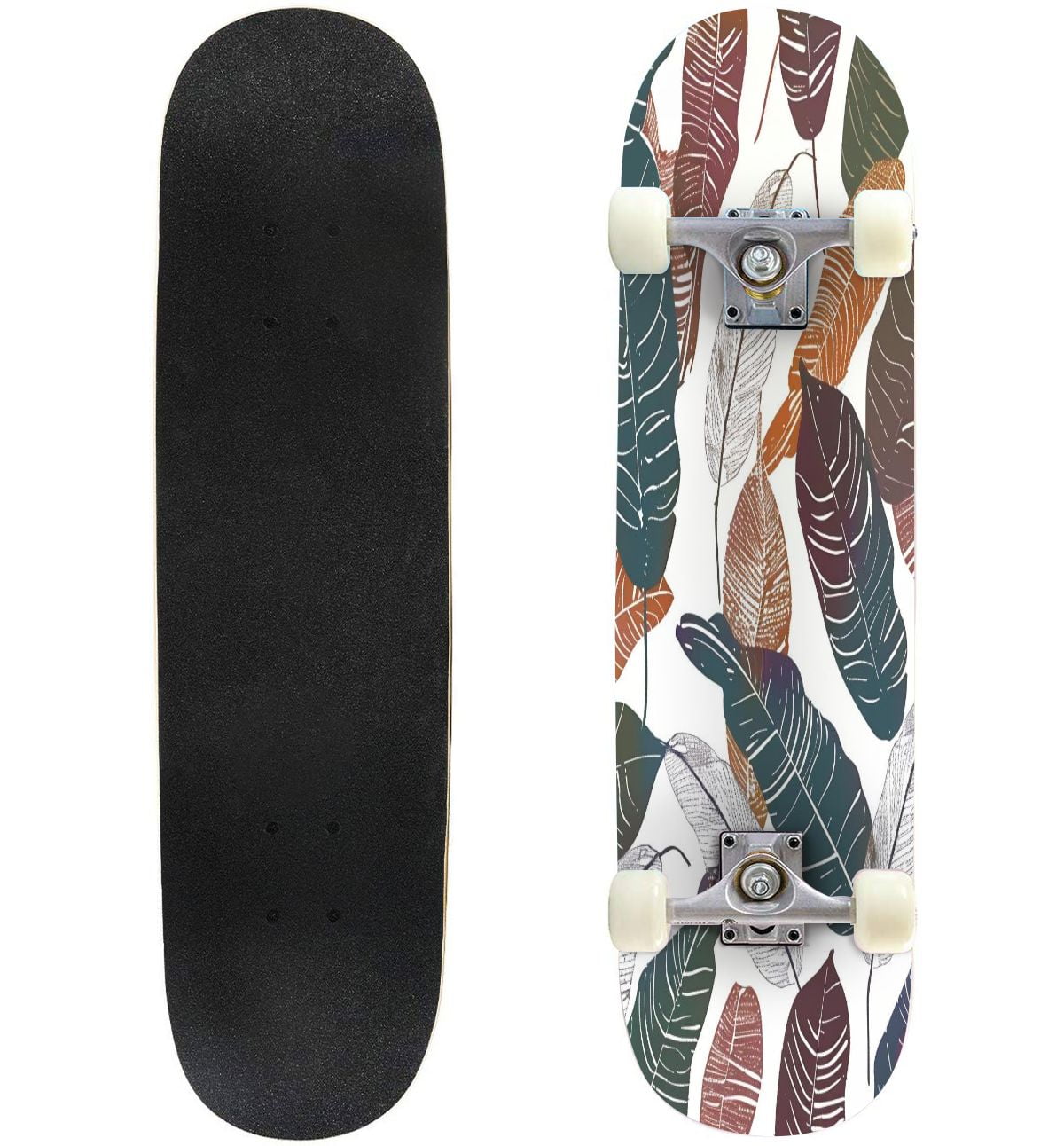 Skateboards for Beginners Jungle tropical leaves drawing seamless ...