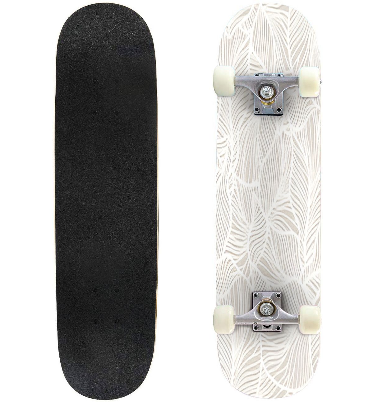 Skateboards for Beginners Leaves Seamless Pattern Trendy Linear Style ...