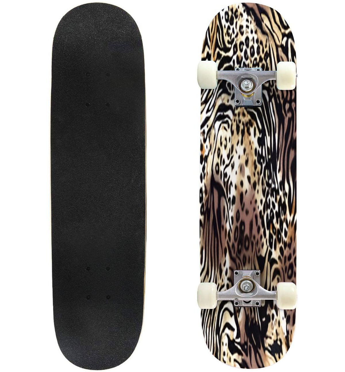 Skateboards for Beginners Leopard zebra animal mix skin pattern ...
