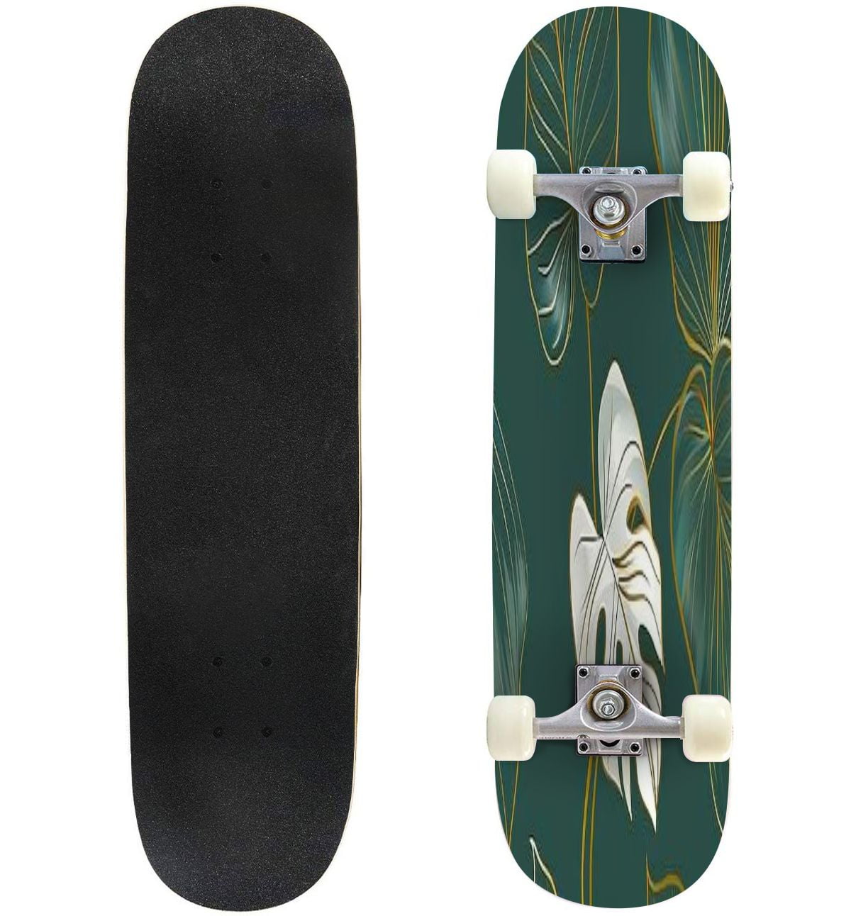 Skateboards for Beginners Luxury nature green Floral Golden split leaf ...