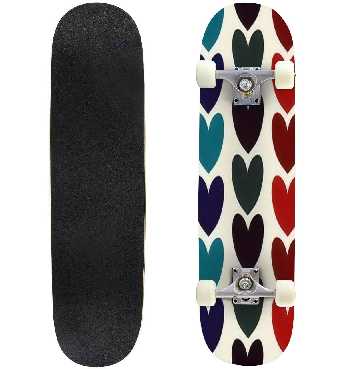 Skateboards for Beginners Mid century modern hearts seamless 31"x8 ...