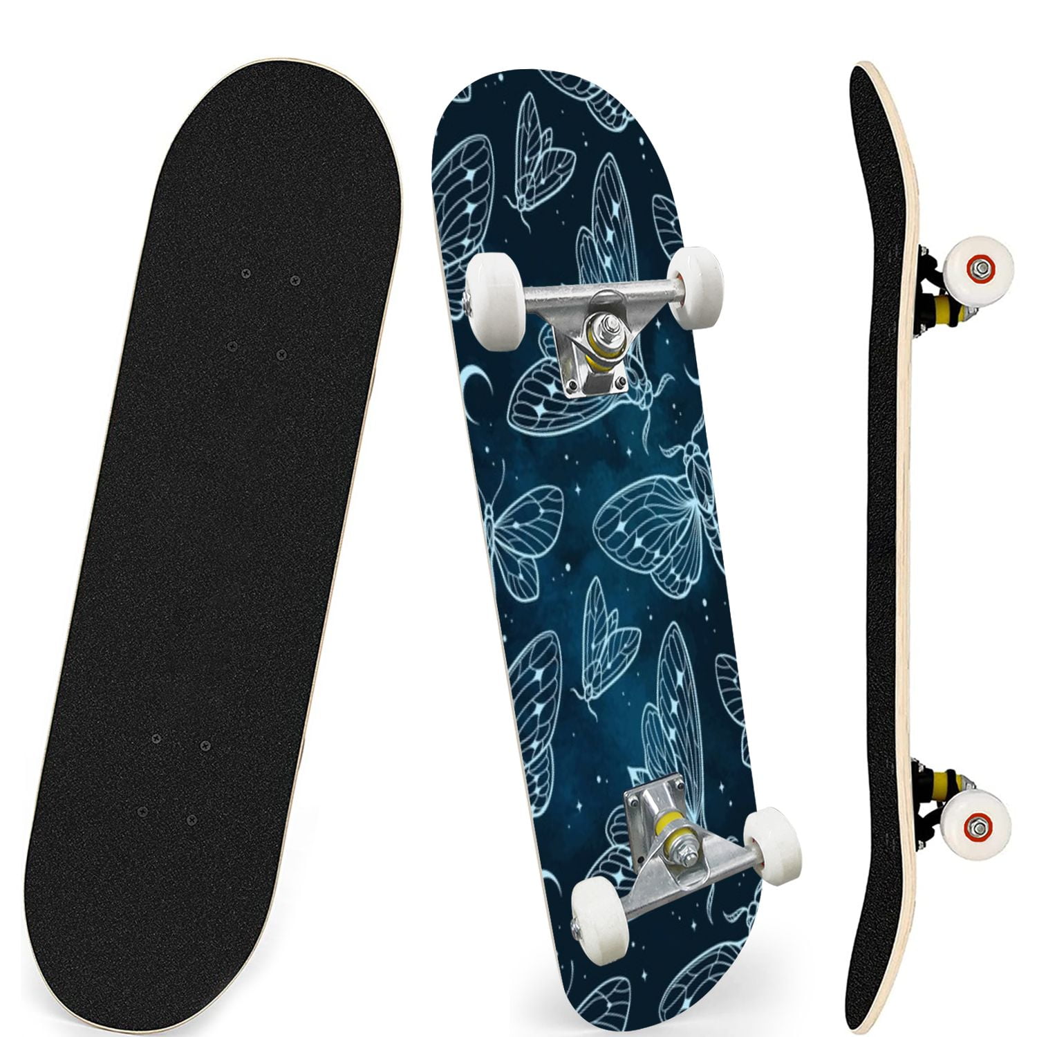 Skateboards for Beginners Moths butterflies sky crescent seamless ...