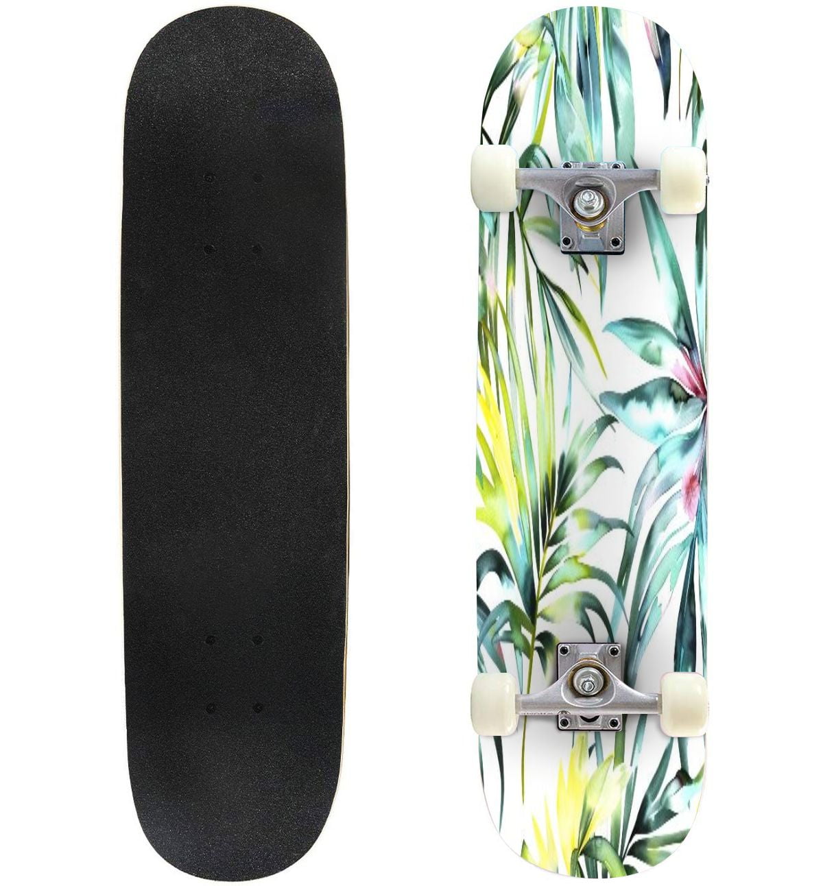 Skateboards for Beginners Natural leaves exotic watercolor seamless ...