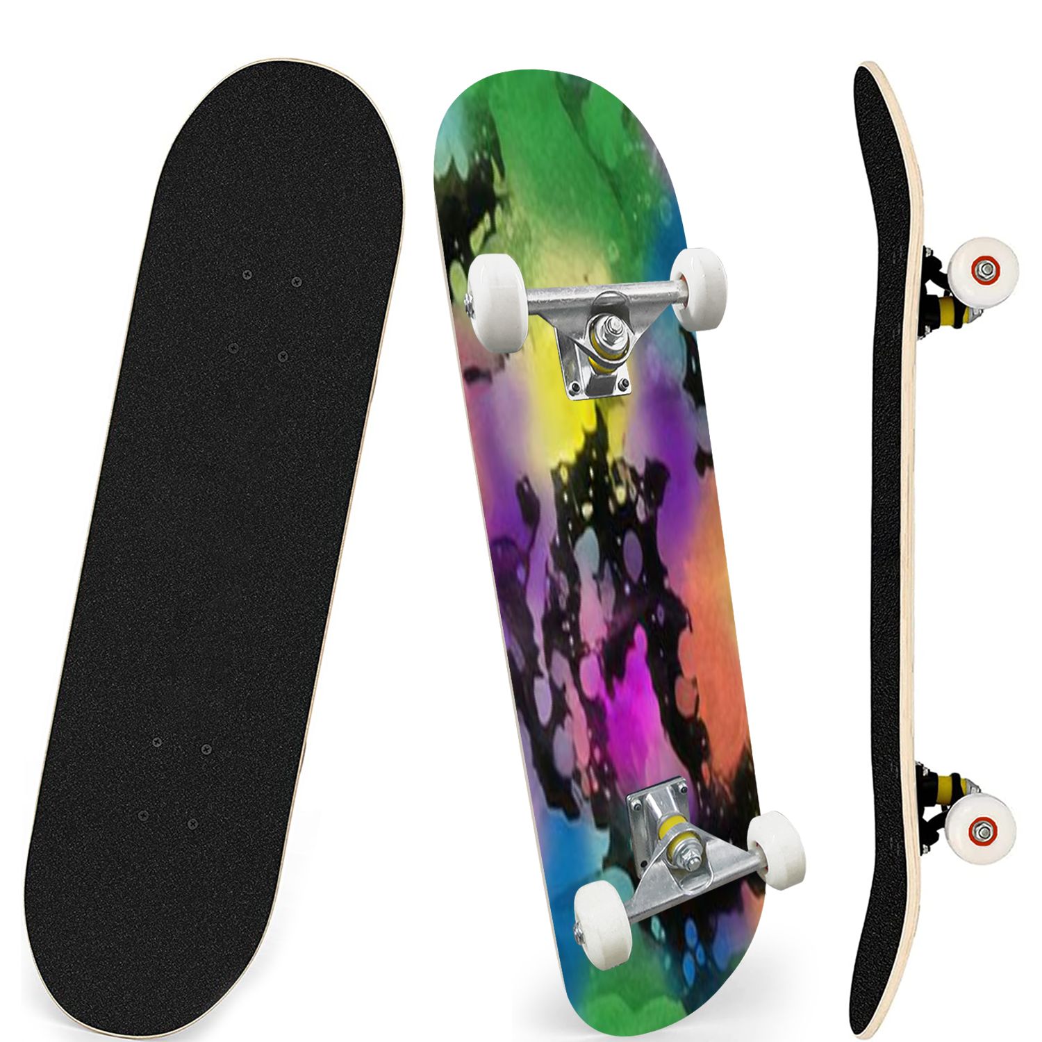 Skateboards for Beginners Neon rainbow watercolor splash seamless ...