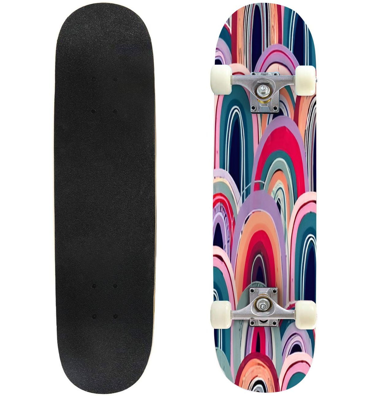 Skateboards for Beginners Rainbow cute seamless pattern darck Hand ...