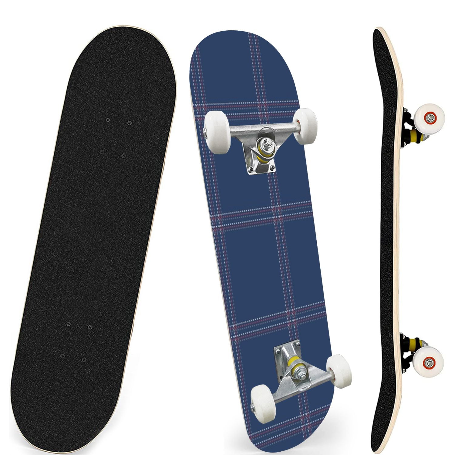 Skateboards for Beginners Red white gray grid line dark blue 7 Layer ...