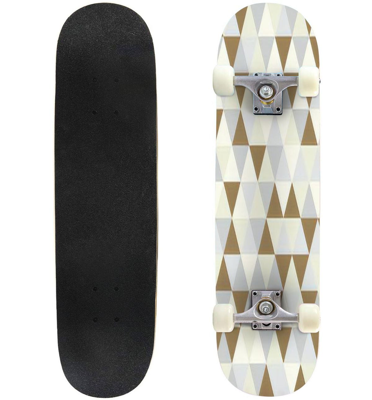 Skateboards for Beginners Retro triangle repeating seamless cream brown ...