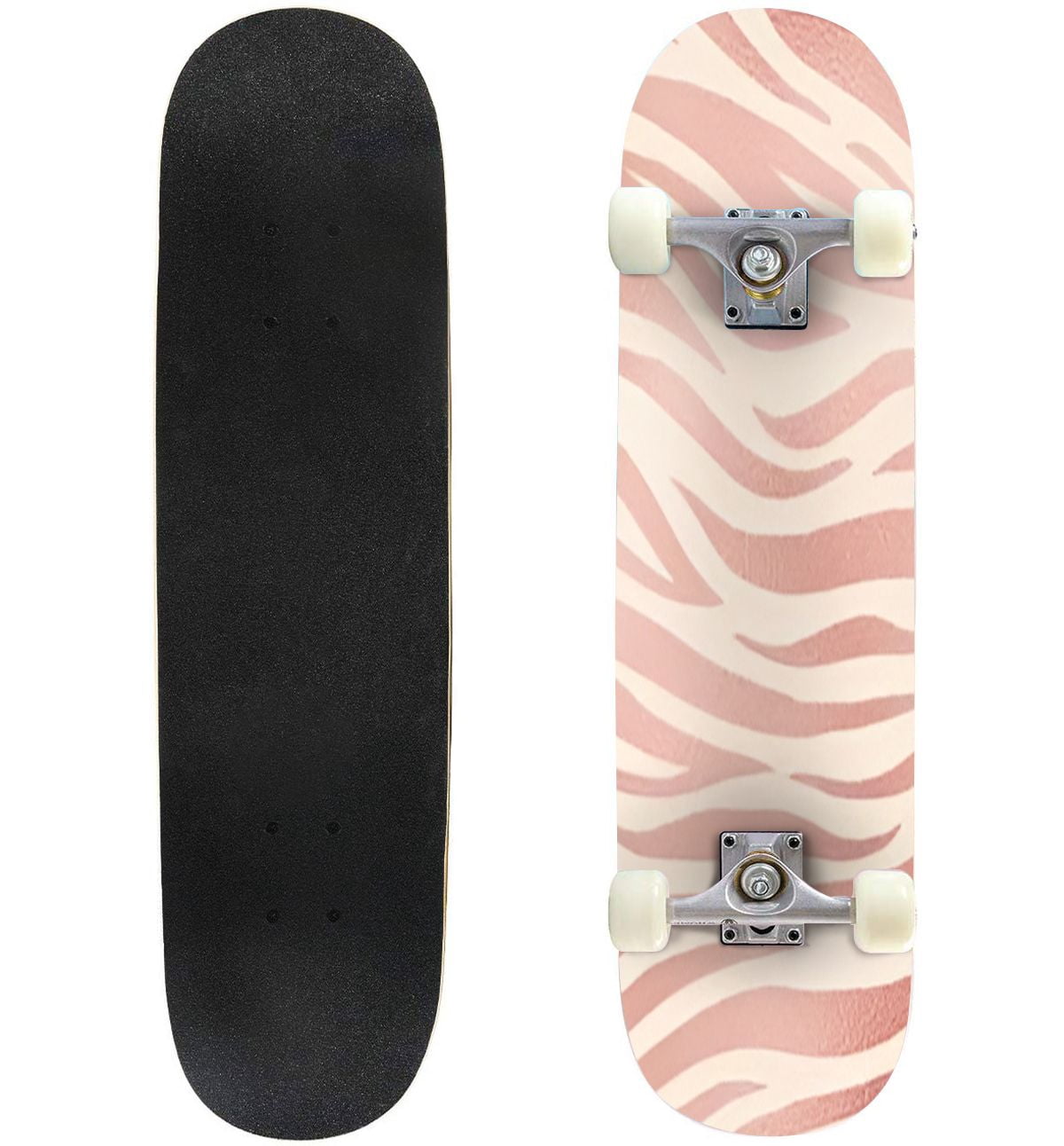 Skateboards for Beginners Rose Gold Animal Print Pattern Ivory ...