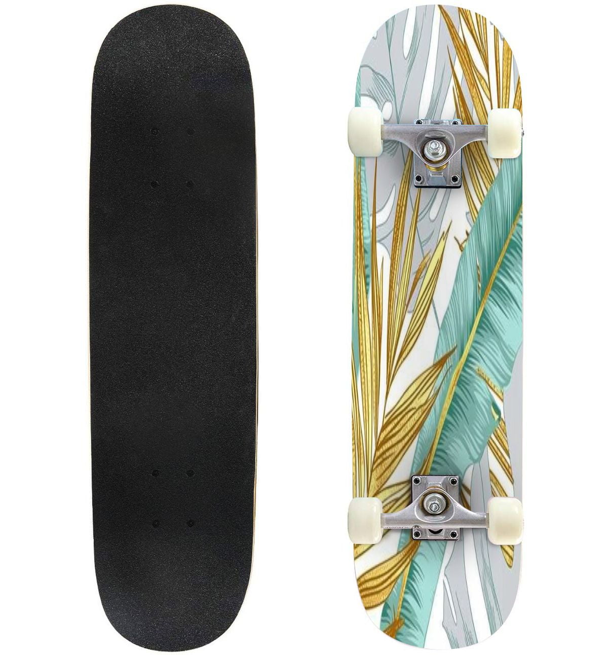Skateboards for Beginners Seamless banana golden palm leaves 31"x8 ...