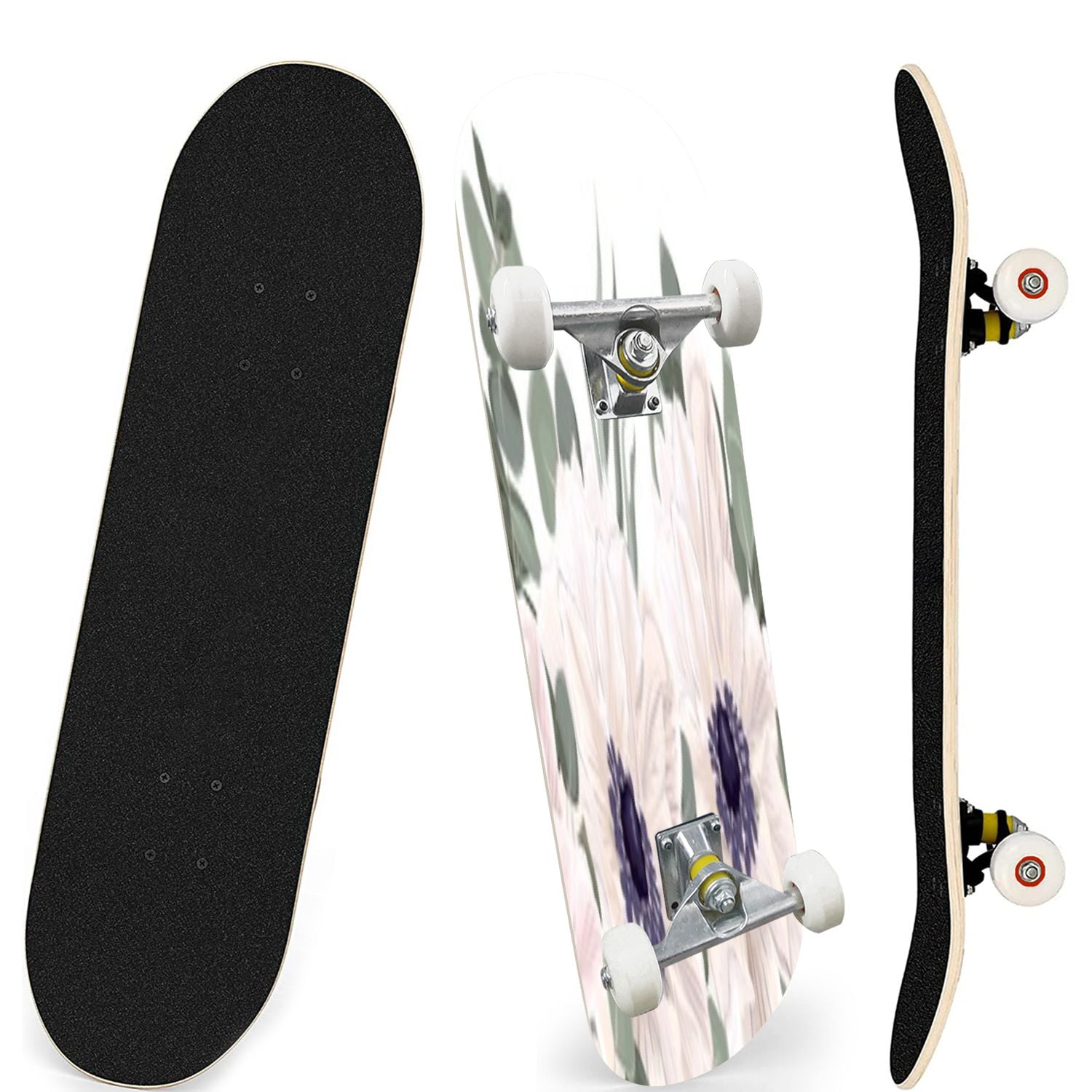 Skateboards for Beginners Seamless border pattern White anemones ...