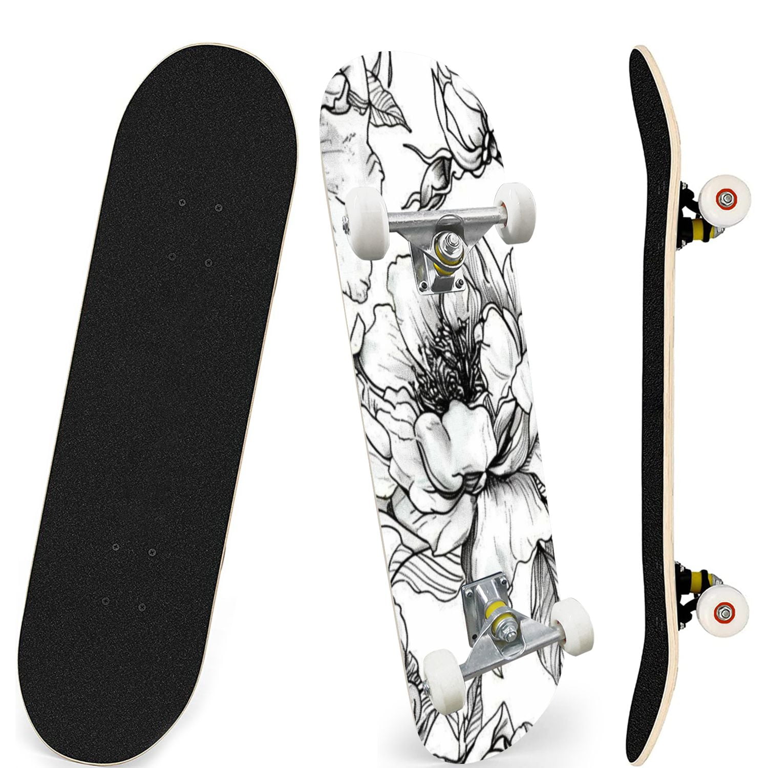 Skateboards for Beginners Seamless botanical floral different peonies ...