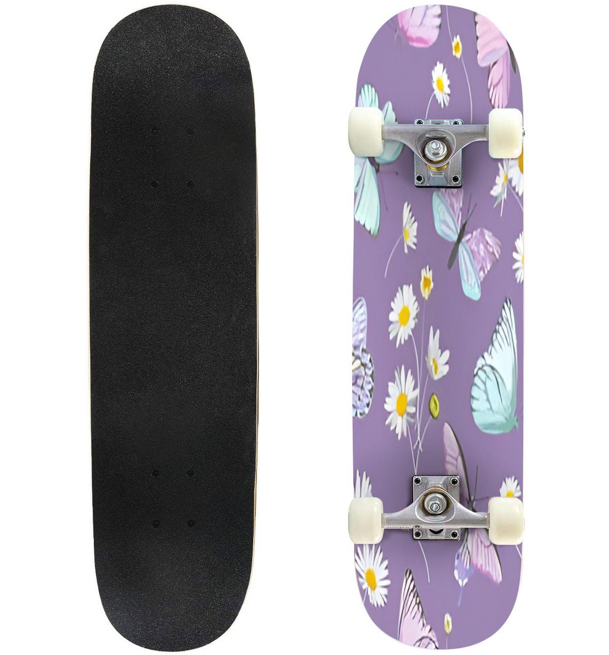Skateboards for Beginners Seamless daisy flowers butterfly background ...