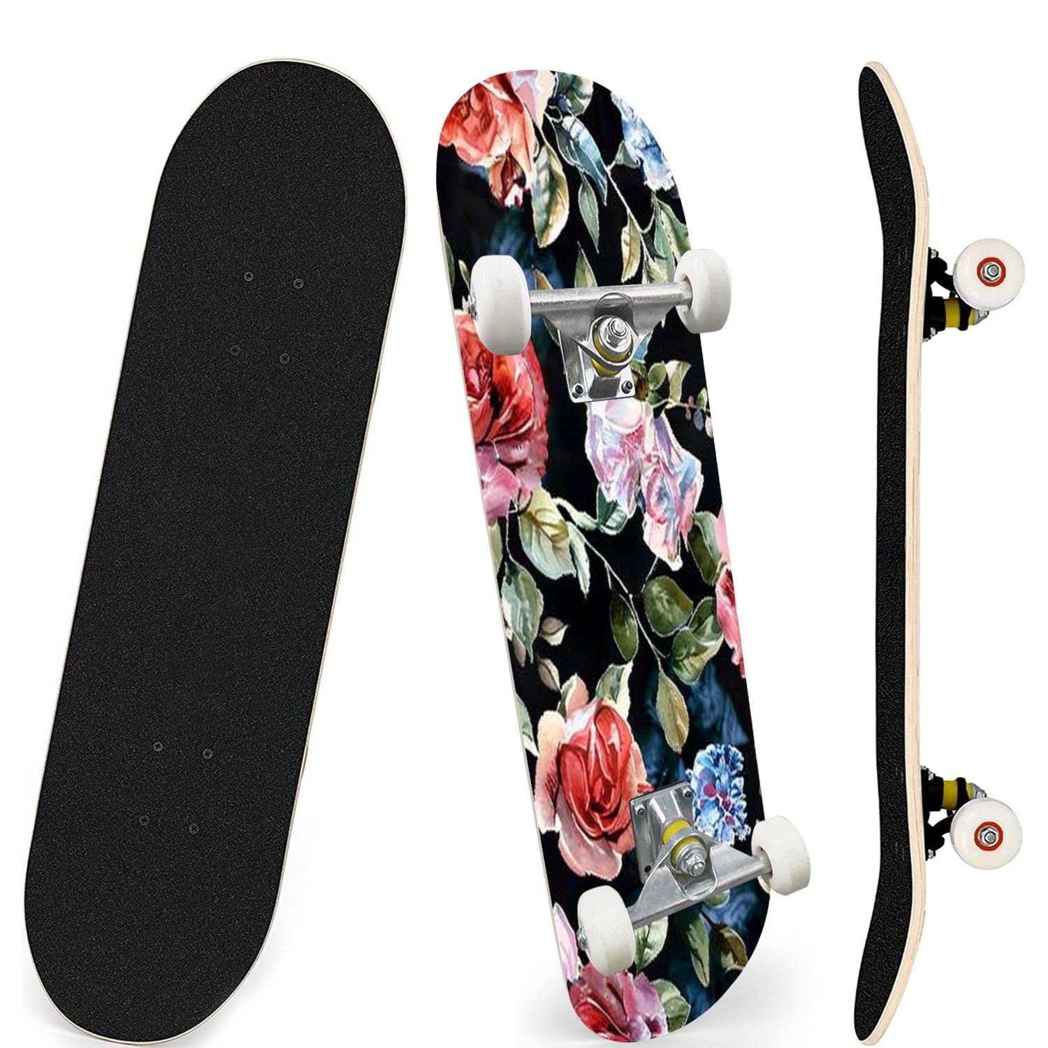 Skateboards for Beginners Seamless floral red purple pink roses ...