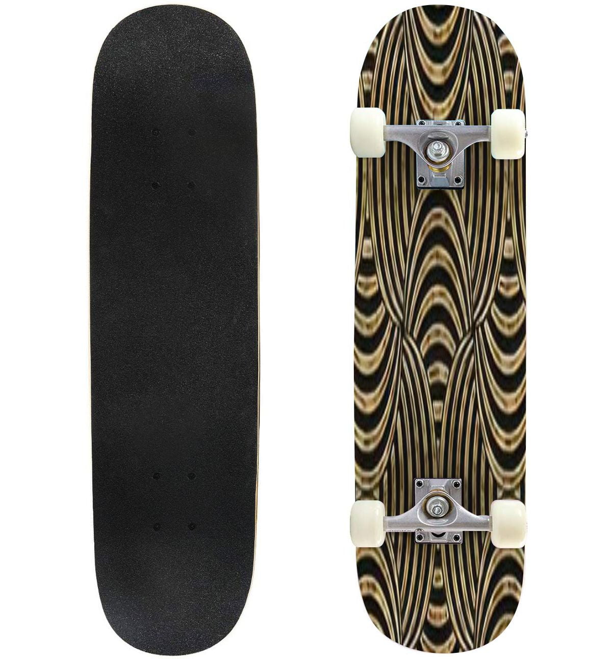Skateboards for Beginners Seamless golden Mid Century Modern striped ...