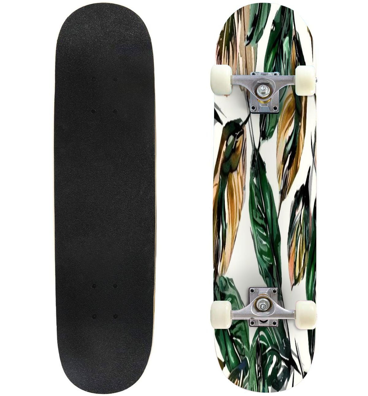 Skateboards for Beginners Seamless leaves tropical leafs 31"x8" Maple ...