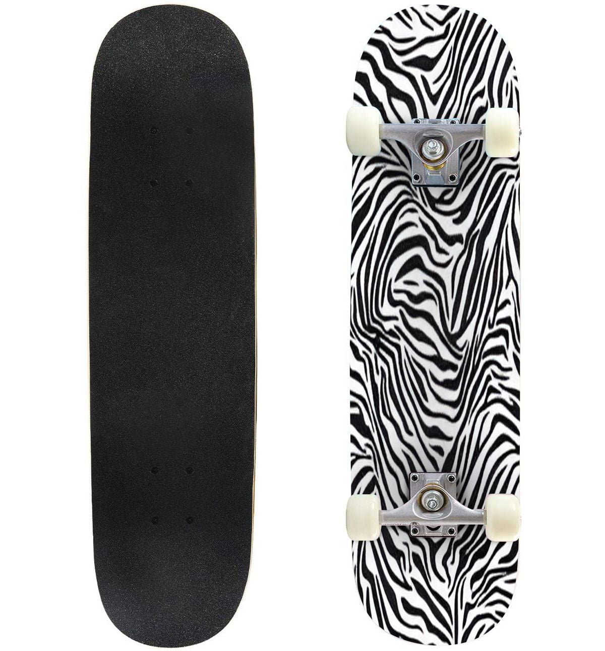 Skateboards for Beginners Seamless monochrome black white zebra fur ...