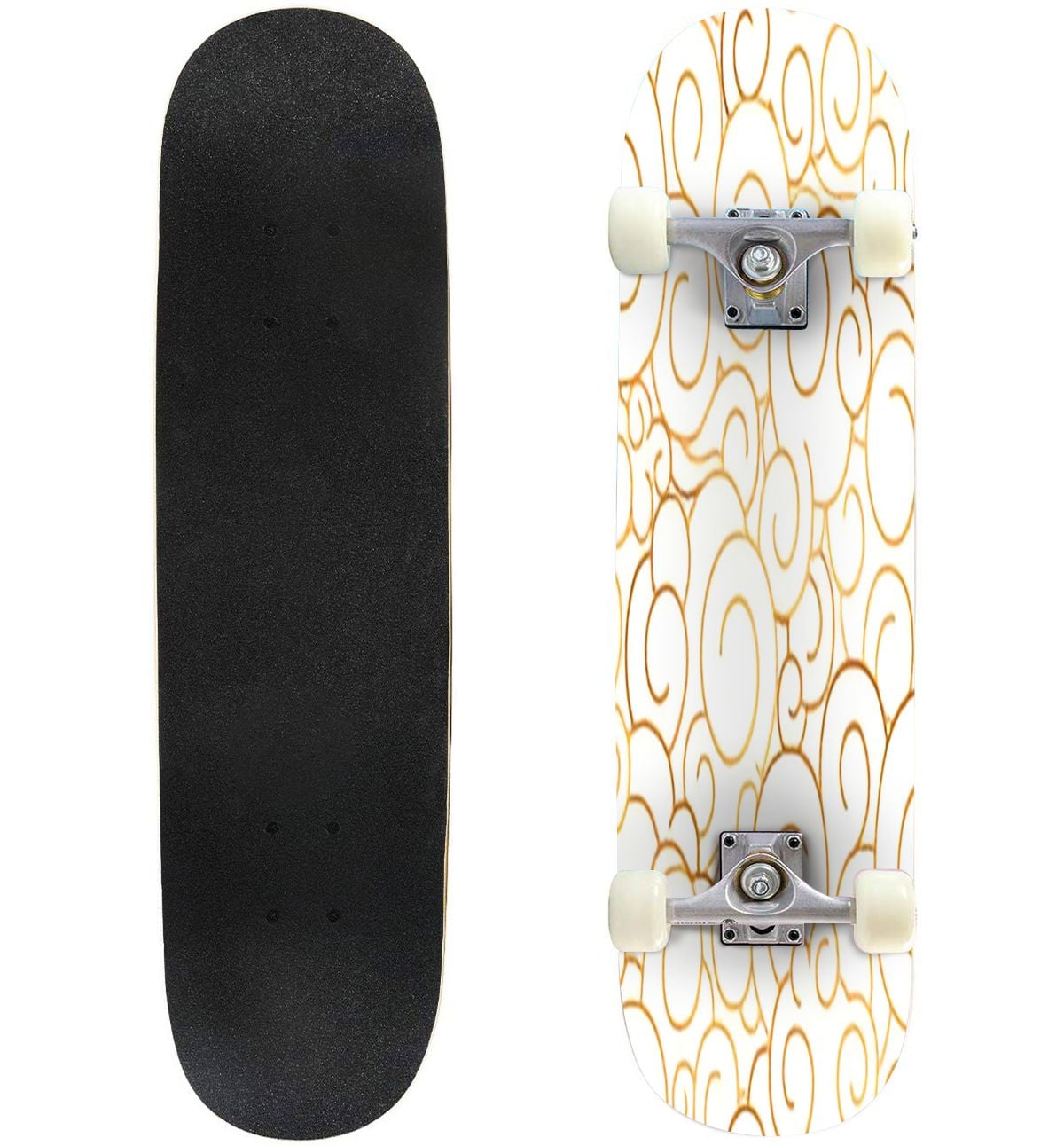 Skateboards for Beginners Seamless pattern Chinese curly golden clouds ...