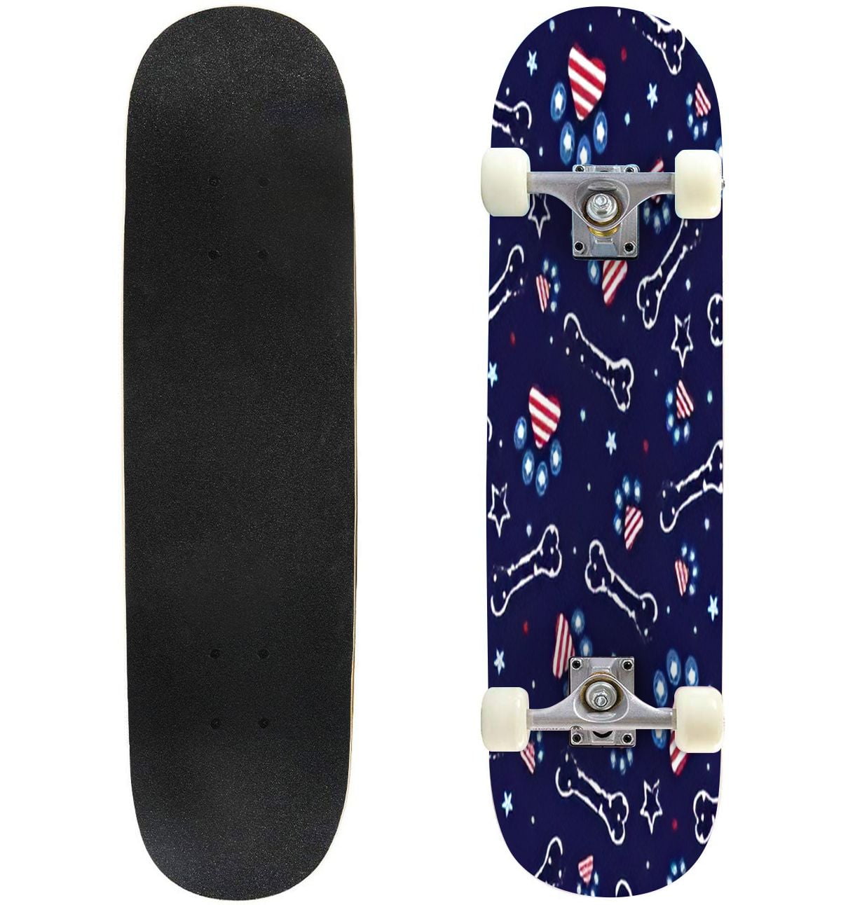 Skateboards for Beginners Seamless pattern Paw Print Bone Star for ...