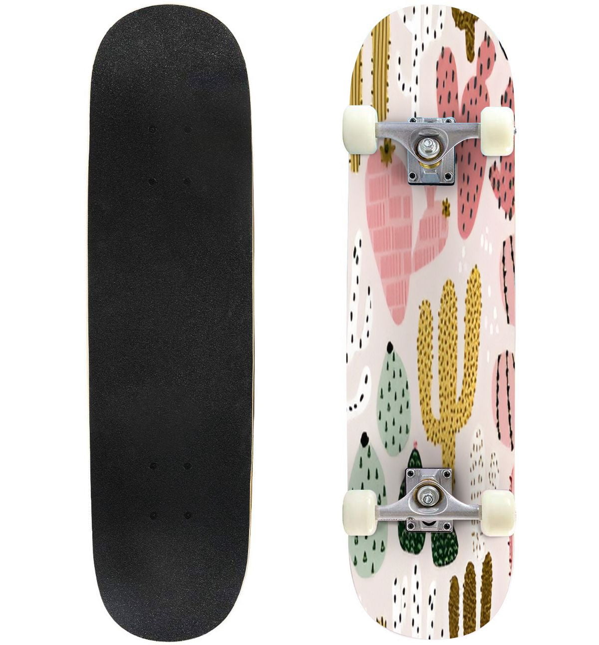 Skateboards for Beginners Seamless pattern colorful cactuses hand drawn ...
