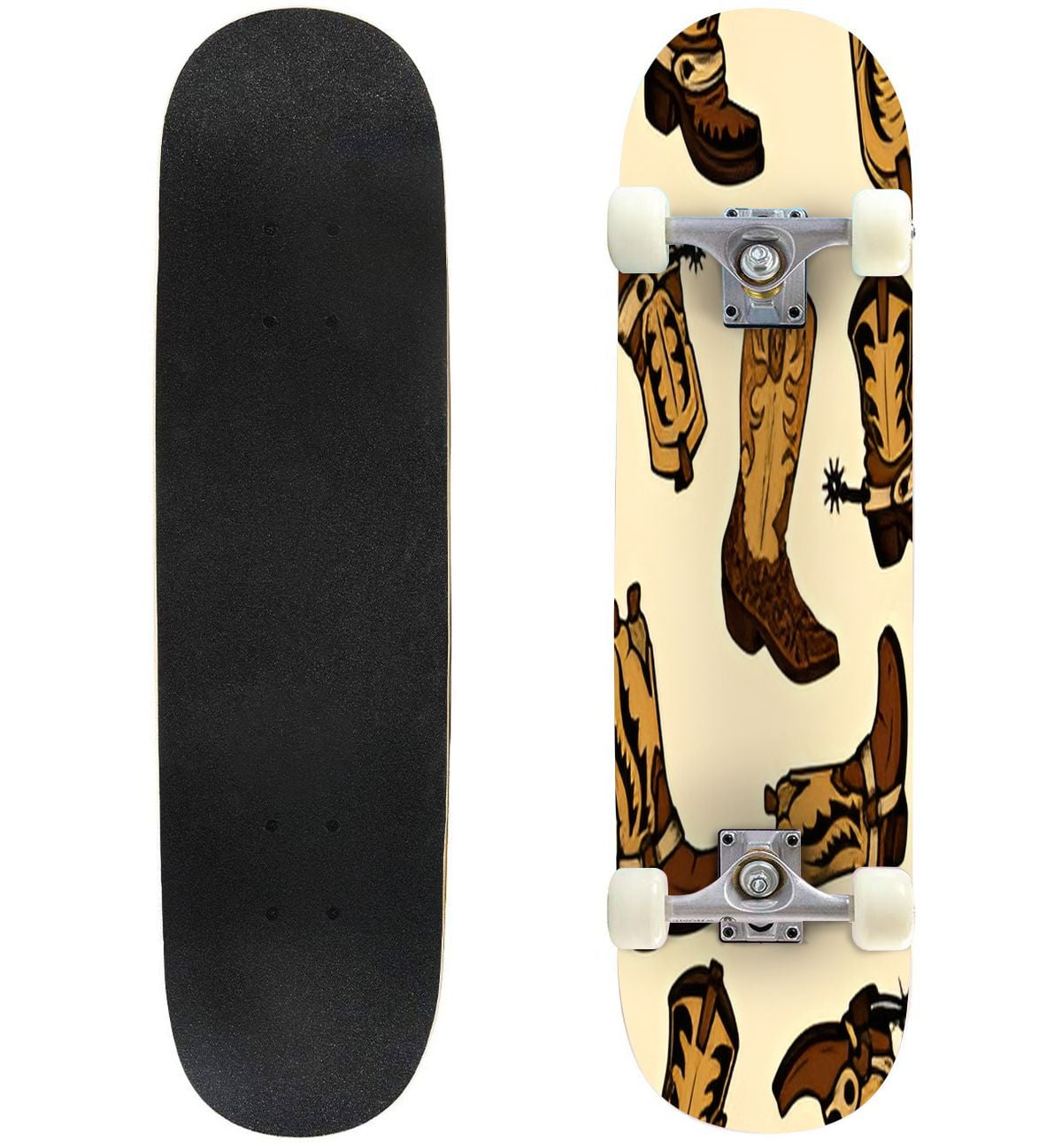 Skateboards for Beginners Seamless pattern cowboy boots Design for ...