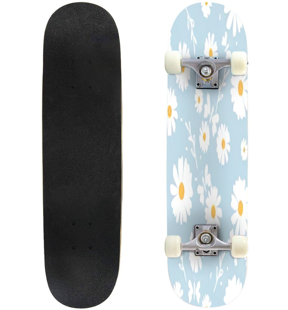 Skateboards for Beginners Seamless pattern daisy flower branches ...
