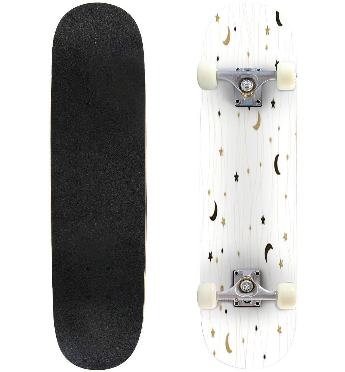Skateboards for Beginners Seamless pattern stars months Night sky 31"x8 ...