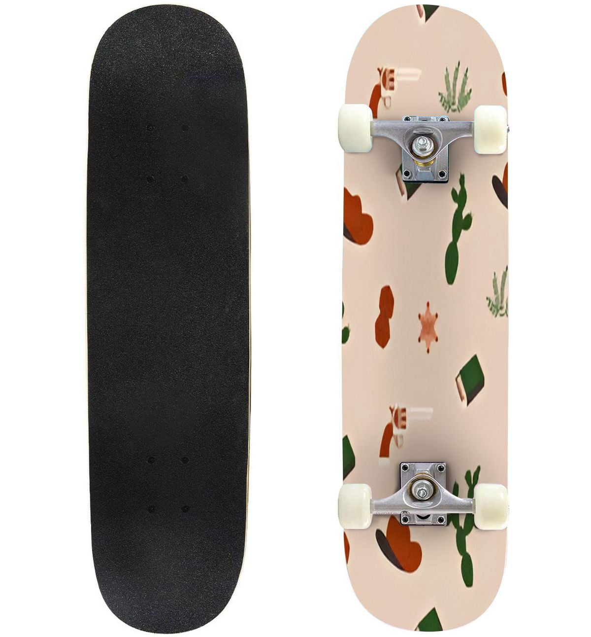Skateboards for Beginners Seamless pattern western elements Cactus bush ...