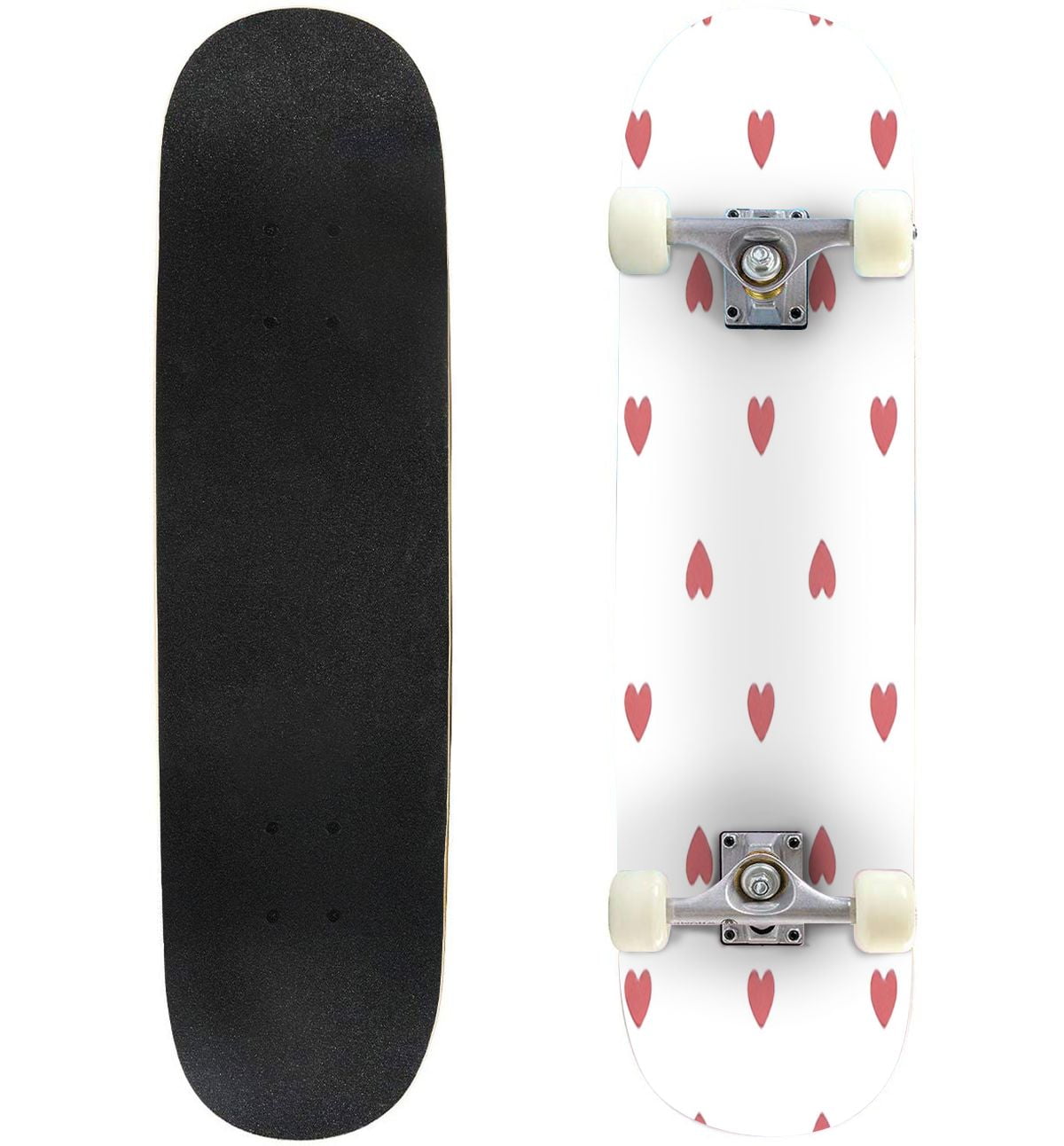 Skateboards for Beginners Seamless pink heart pattern white background ...