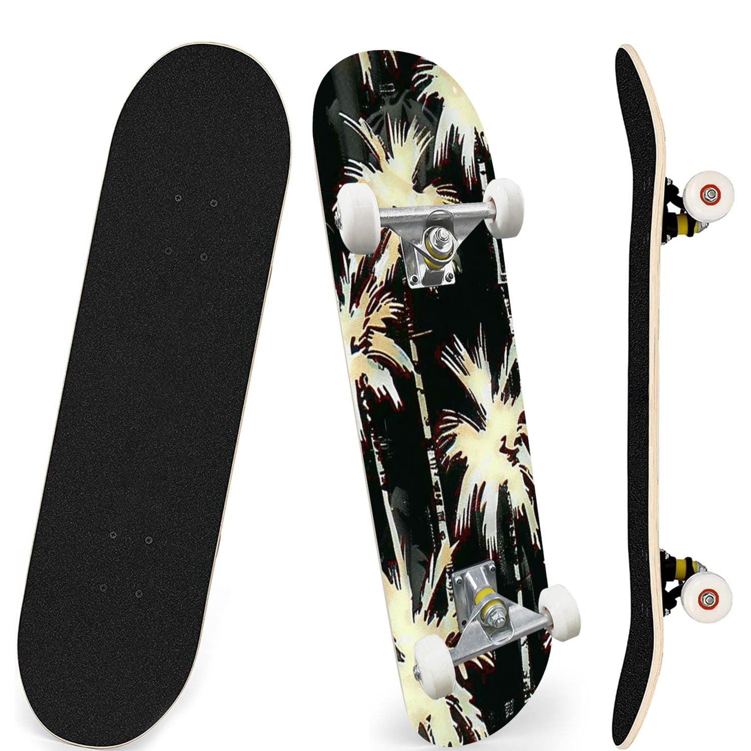 Skateboards for Beginners Seamless tropical depicting palm tree white 7 ...