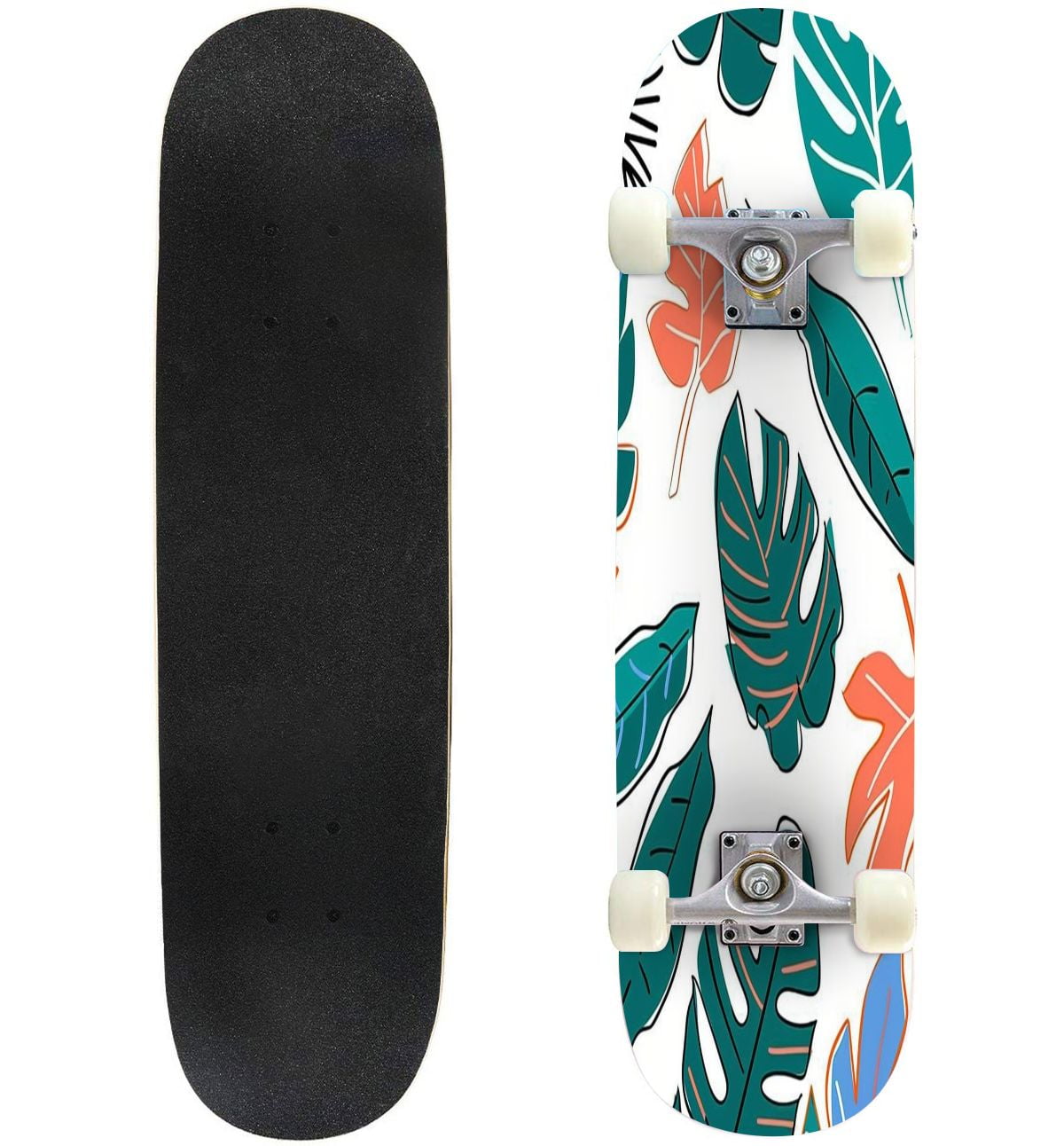 Skateboards for Beginners Seamless tropical leaves Banana leaves ...