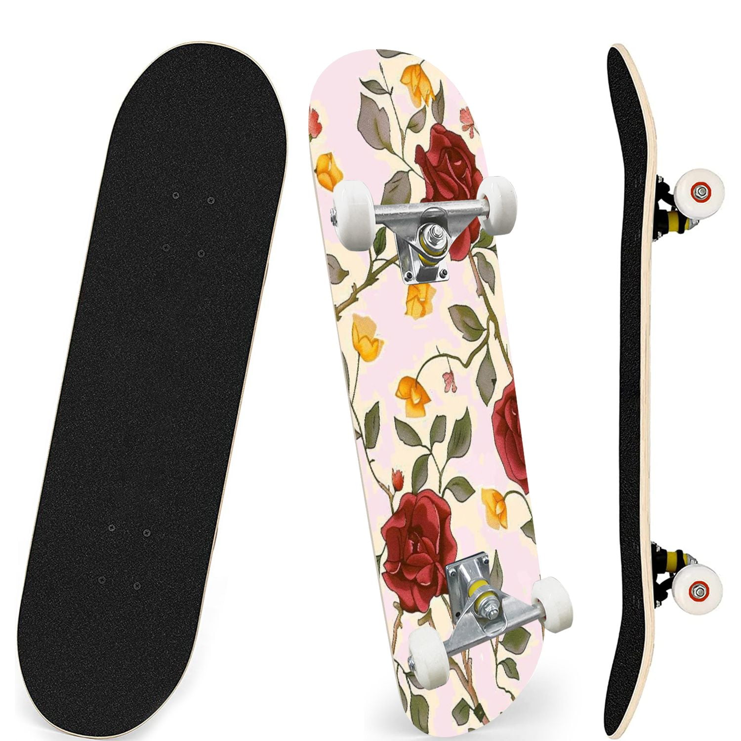 Skateboards for Beginners Seamless watercolor floral pink blush flowers ...
