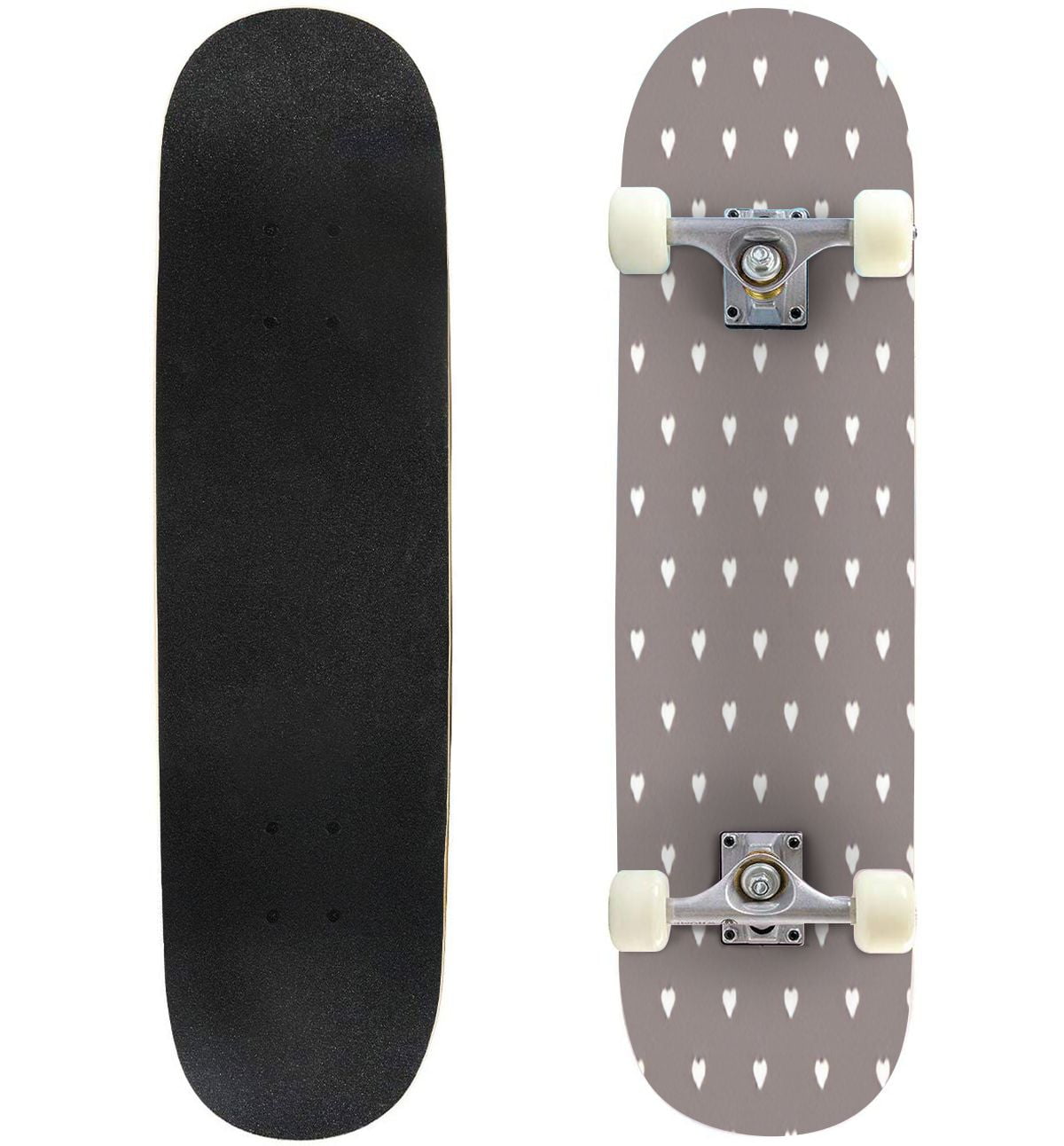 Skateboards for Beginners Seamless white heart pattern gray background ...
