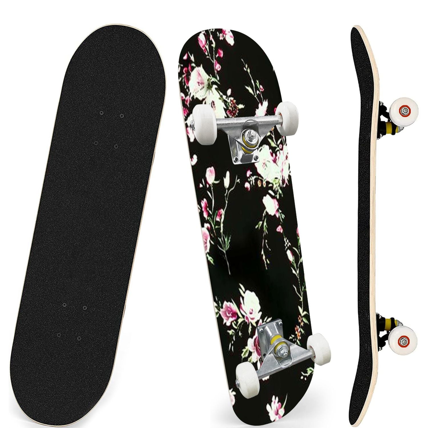 Skateboards for Beginners Seamless wind blow flowers color Botanical ...