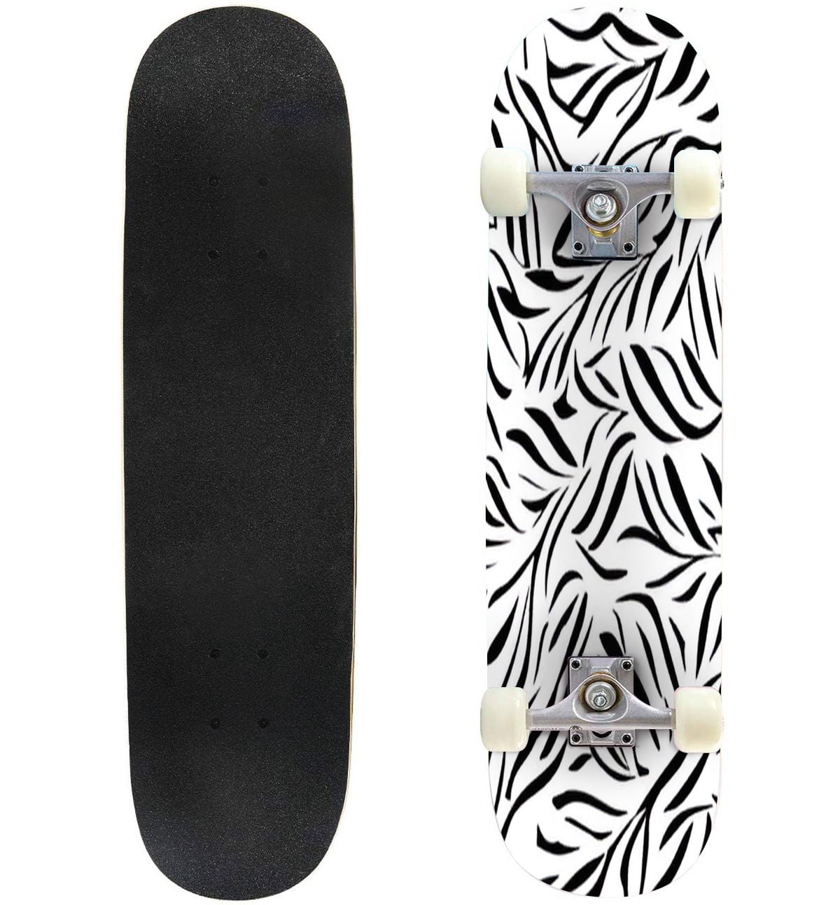 Skateboards for Beginners Seamless zebra fur pattern monochrome black ...
