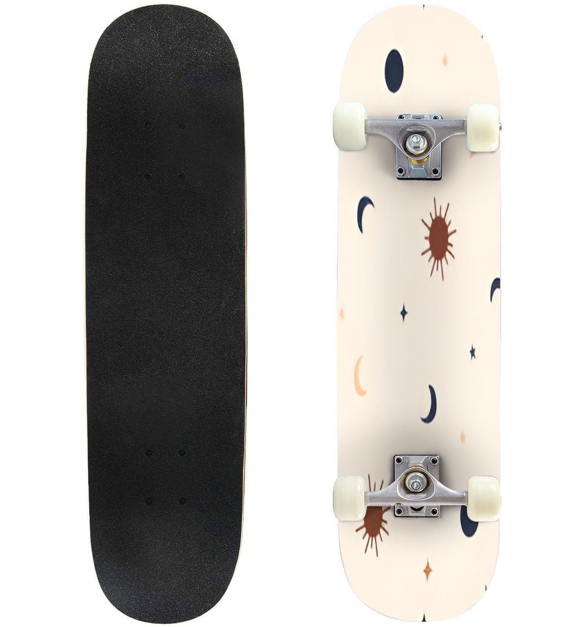 Skateboards for Beginners Star Moon Sun seamless pattern background ...