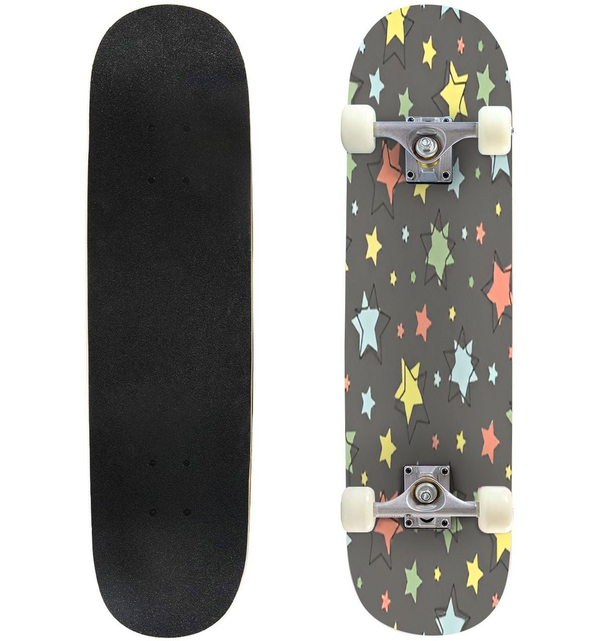 Skateboards for Beginners Stars seamless pattern a gray background ...