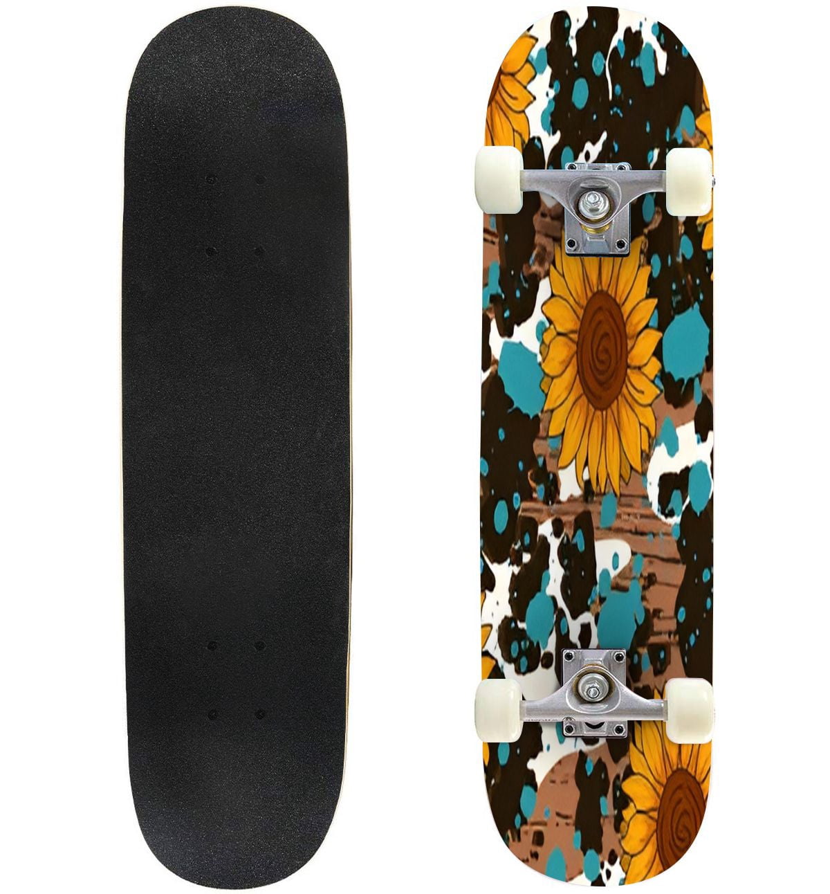 Skateboards for Beginners Sunflower Western texture Turquoise Cowgirl ...