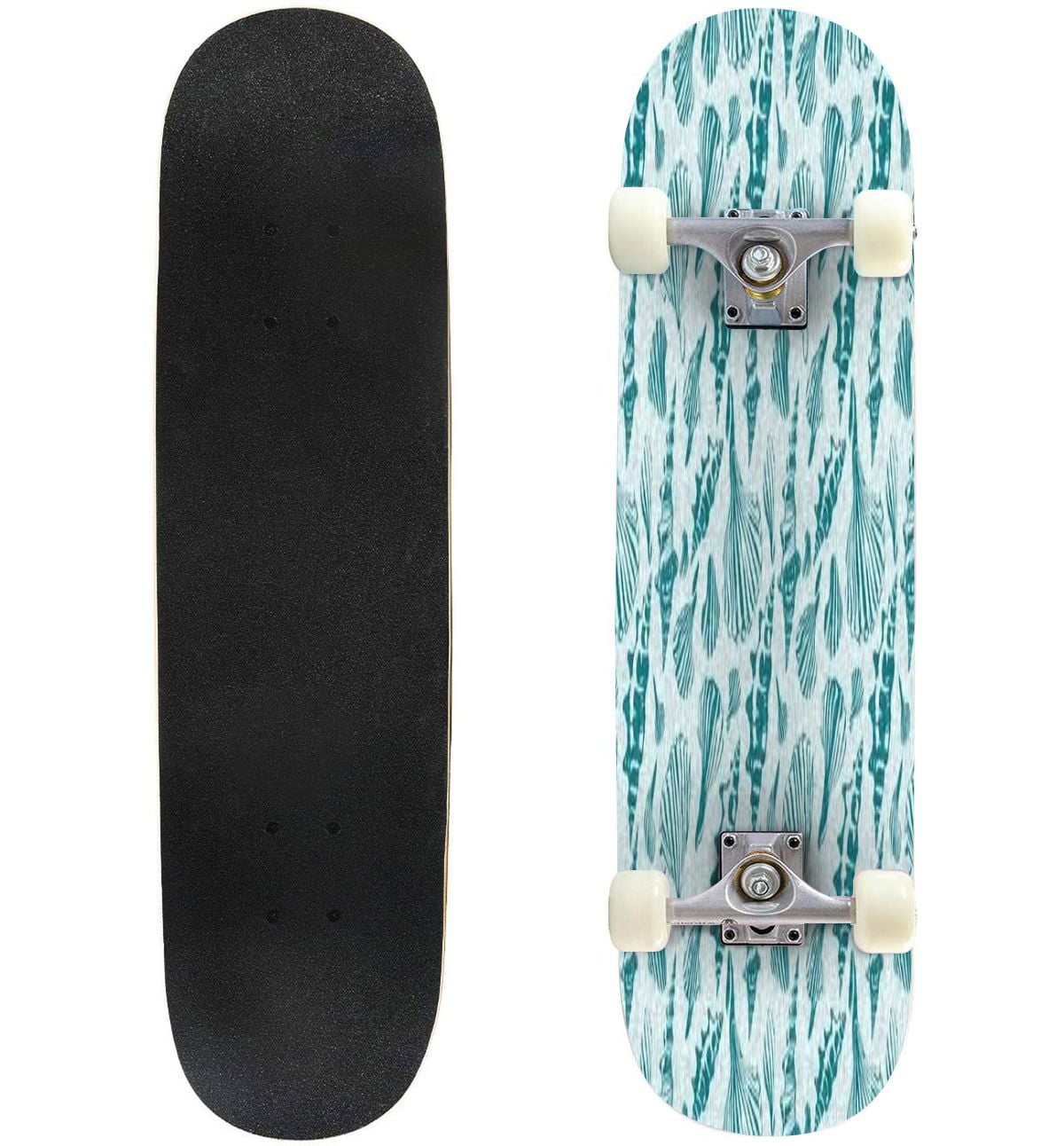 Skateboards for Beginners Teal turquoise blue white shell motif linen ...