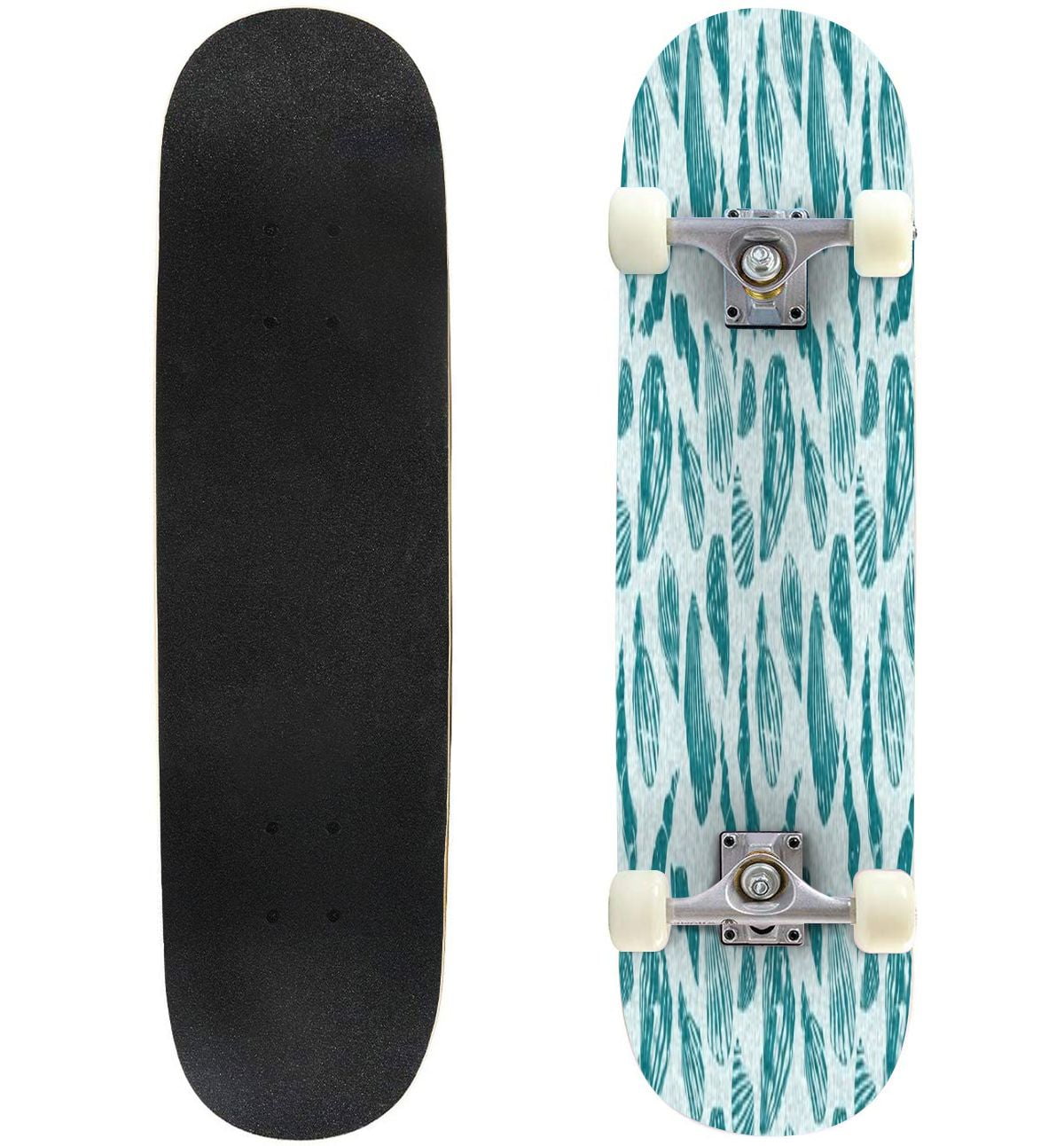 Skateboards for Beginners Teal turquoise blue white shell motif linen ...