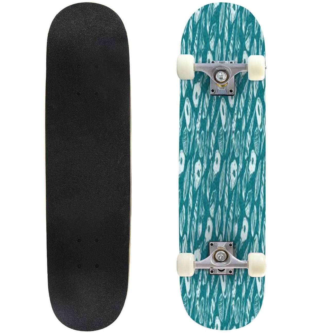 Skateboards for Beginners Teal turquoise blue white shell motif linen ...