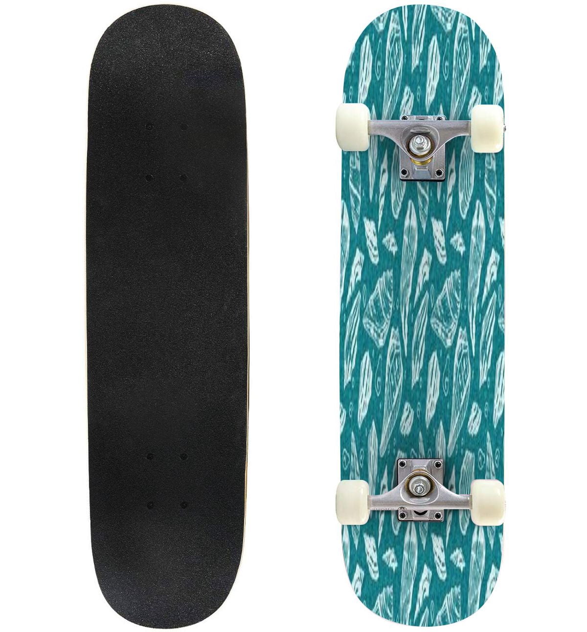 Skateboards for Beginners Teal turquoise blue white shell motif linen ...