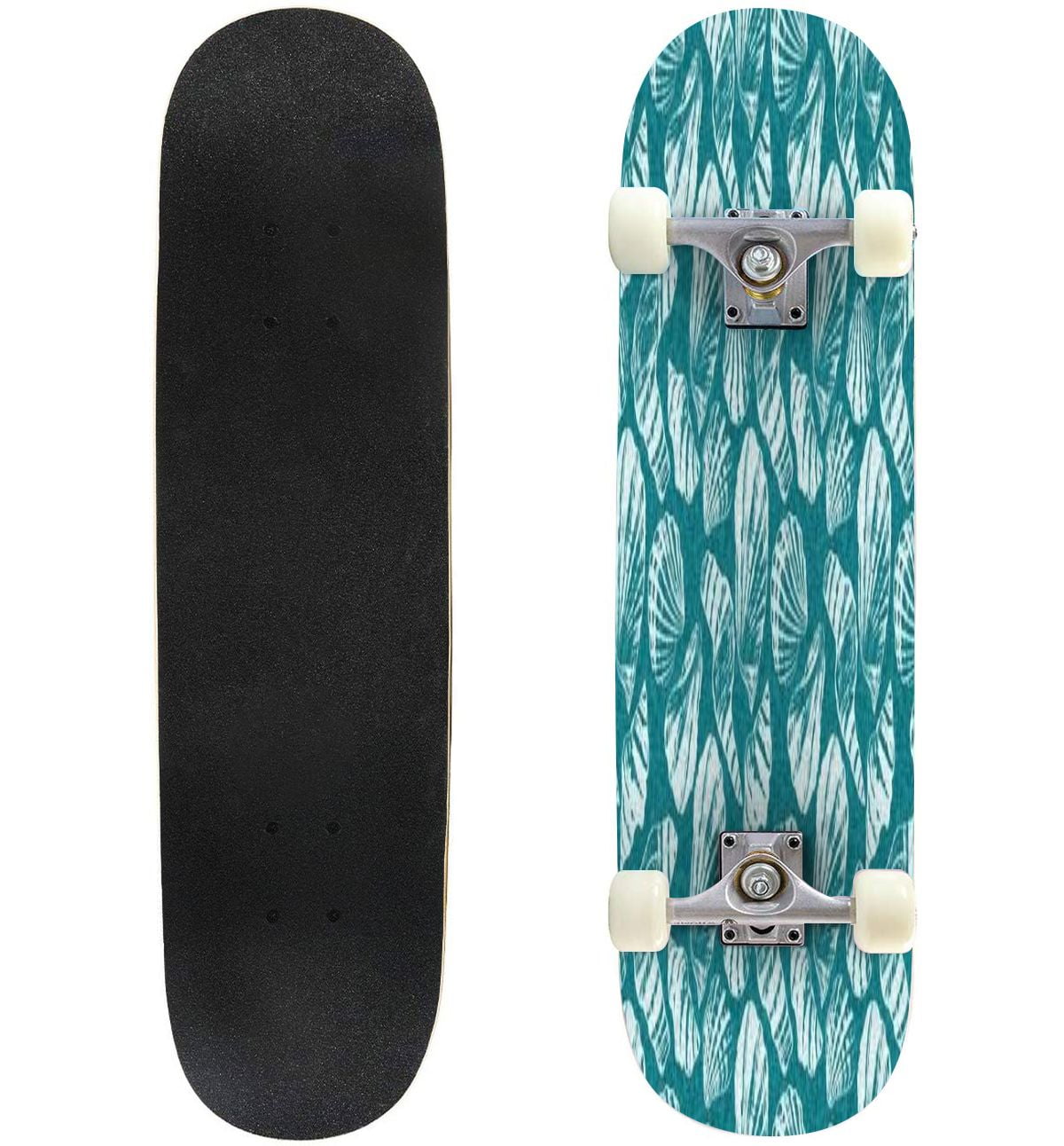 Skateboards for Beginners Teal turquoise blue white shell motif linen ...
