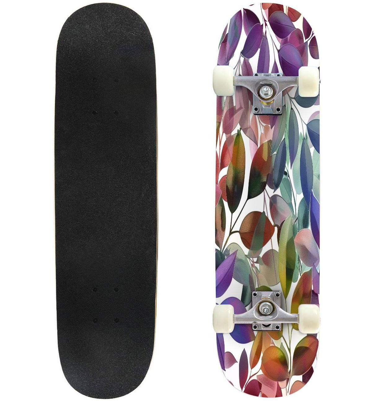 Skateboards for Beginners Translucent watercolor leaves seamless ...